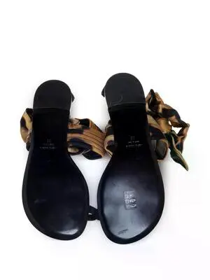 GIUSEPPE ZANOTTI Leopard-print Knotted Flat Sandals