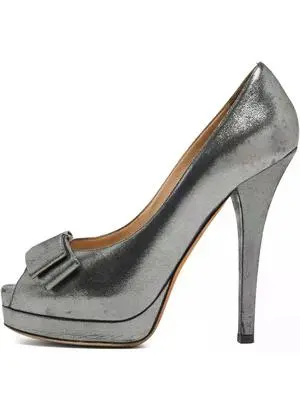 Fendi 140mm Peep-toe Metallic Pumps