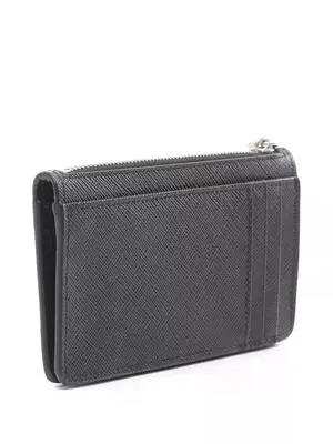 Prada 2013-2025 Saffiano Triangle Logo Coin Pouch - Black