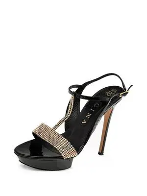 GINA 135mm Rhinestone-embellished Sandals - Black