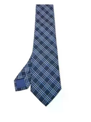 BOSS Checked Silk Tie - Blue