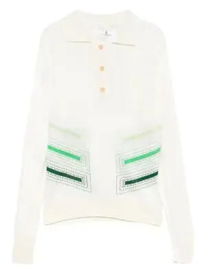 Versace 2001 Geometric-embroidery Polo Shirt - White