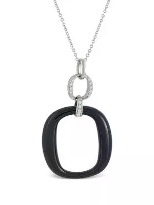 DAMIANI 18k White Gold Diamond And Onyx Necklace - Silver