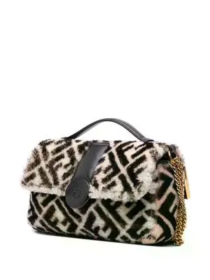 Fendi Zucca Shearling Double F Baguette Satchel - Brown