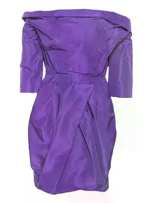 Vera Wang Off-the-shoulder Ruched Mini Dress - Purple