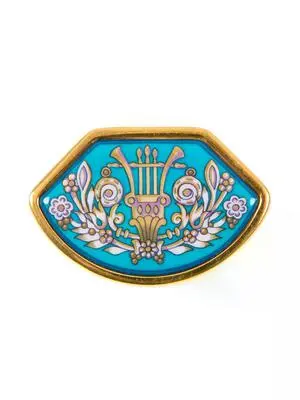 Hermès 1990s Enamel Brooch - Gold