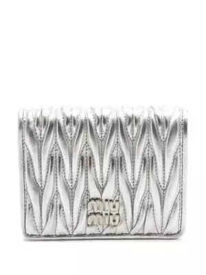 Miu Miu 2010-2025 Metallic Matelasse Wallet Small Wallets - Silver