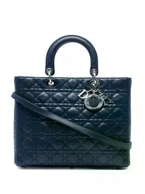 Dior 2011 Large Lambskin Cannage Lady Satchel - Blue