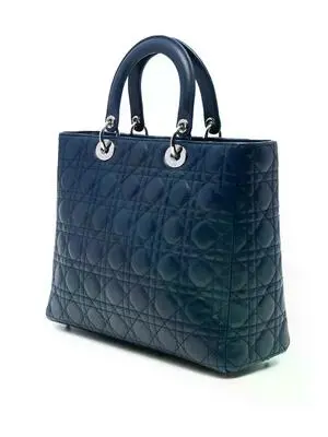 Dior 2011 Large Lambskin Cannage Lady Satchel - Blue