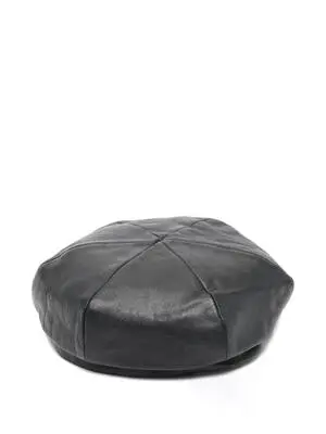 Giorgio Armani 1990s Leather Beret - Black