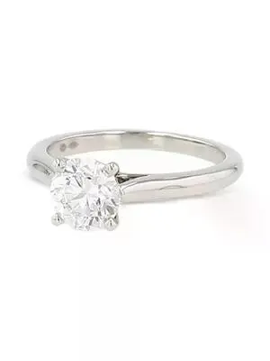 CARTIER 1895 Platinum Solitaire Diamond Ring - Silver