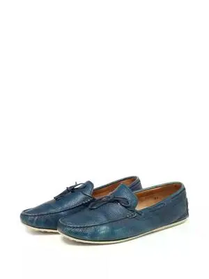 TOD'S Grained-leather Boat Shoes - Blue
