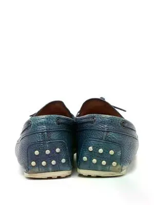 TOD'S Grained-leather Boat Shoes - Blue