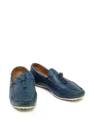 TOD'S Grained-leather Boat Shoes - Blue