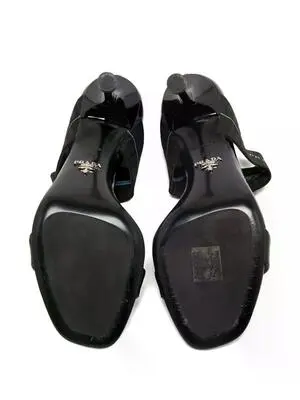 Prada 95mm Patent Leather Elastic-strap Sandals
