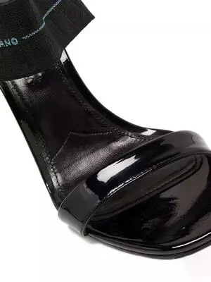 Prada 95mm Patent Leather Elastic-strap Sandals