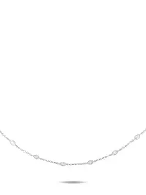 LB EXCLUSIVE 18k White Gold Diamond Station Necklace - Silver