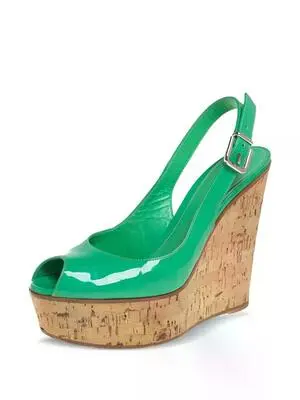 GIANVITO ROSSI Patent Leather Wedge Sandals