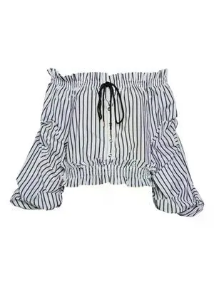 Caroline Constas Striped Ruffle Top