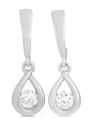 LB EXCLUSIVE 14kt White Gold Diamond Drop Earrings - Silver