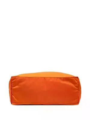Prada Saffiano Trimmed Tessuto Open Convertible Tote Satchel - Orange