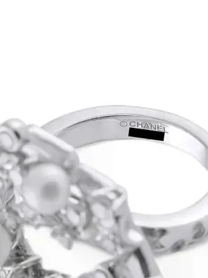 Chanel 18k White Gold Comete Diamond Pearl Ring