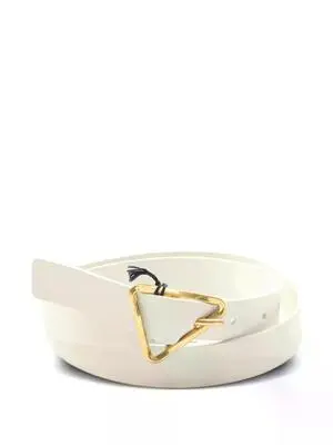 Bottega Veneta 2020s Triangle-grasp Leather Belt - White