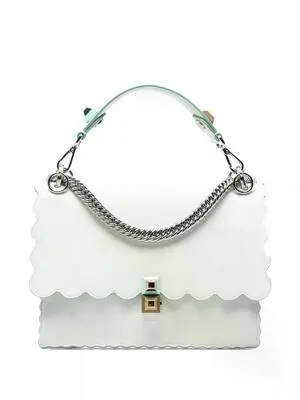 Fendi Kan I Studded Leather Satchel - White