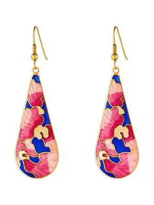 SUSAN CAPLAN 1980s Floral Embellished Drop Earrings - Gold