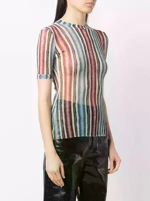 JEAN PAUL GAULTIER 1990s Sheer Stripe-print Top