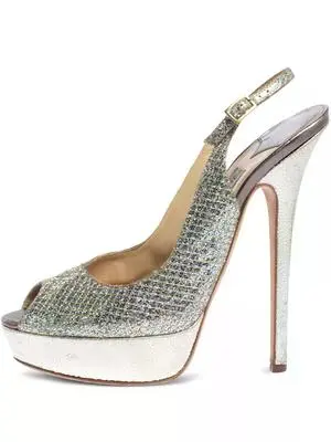 JIMMY CHOO 155mm Glitter Slingback Sandals