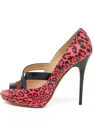 JIMMY CHOO Leopard-print Open-toe Stiletto Heels