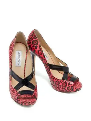 JIMMY CHOO Leopard-print Open-toe Stiletto Heels