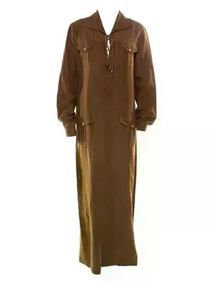 Michael Kors Vintage Lace-up Flap-pocket Dress - Brown