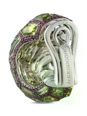 De Grisogono 18k White Gold Peridot And Ruby Earrings