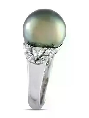 LB EXCLUSIVE Platinum Diamond And Pearl Ring - Silver