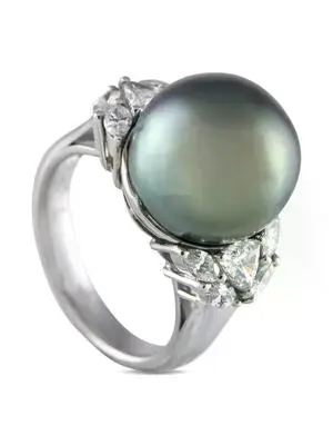 LB EXCLUSIVE Platinum Diamond And Pearl Ring