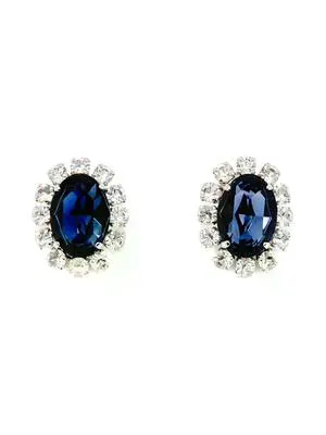 Dior 1968 Sapphire Paste Stone Clip-on Earrings - Silver