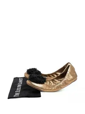 Tory Burch Cracked Leather Ballet Flats