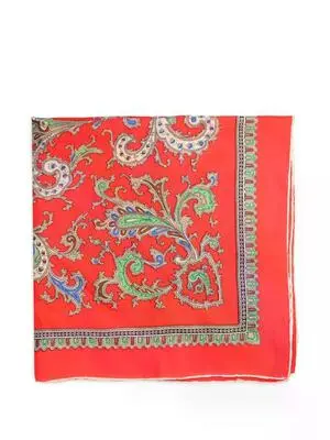 Vintage Paisley-print Silk Scarf - Red