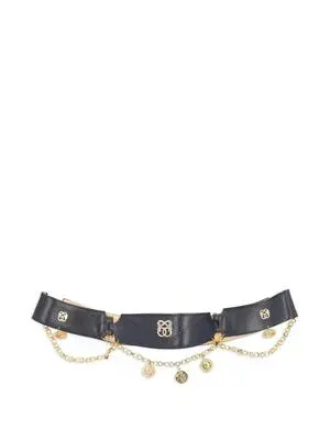PIROVANO VINTAGE Leather Chain-link Belt - Blue