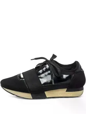 Balenciaga Race Runner Panelled Lace-up Sneakers - Black