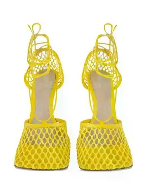 Bottega Veneta Crochet Knit Stiletto Sandals - Yellow