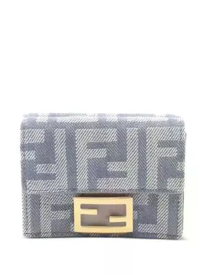 Fendi Baguette Micro Zucca Trifold Wallet - Blue