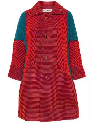 Issey Miyake 1990s Colour-block Ribbed Coat