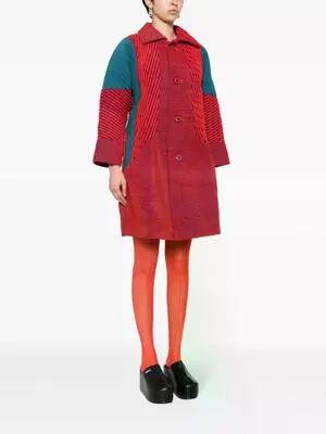 Issey Miyake 1990s Colour-block Ribbed Coat