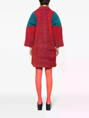 Issey Miyake 1990s Colour-block Ribbed Coat