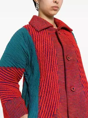 Issey Miyake 1990s Colour-block Ribbed Coat