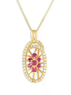 LB EXCLUSIVE 14k Gold Diamond And Ruby Necklace - Yellow