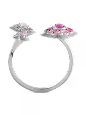 SWAROVSKI 18k White Gold Crystal Embellished Floral Motif Ring